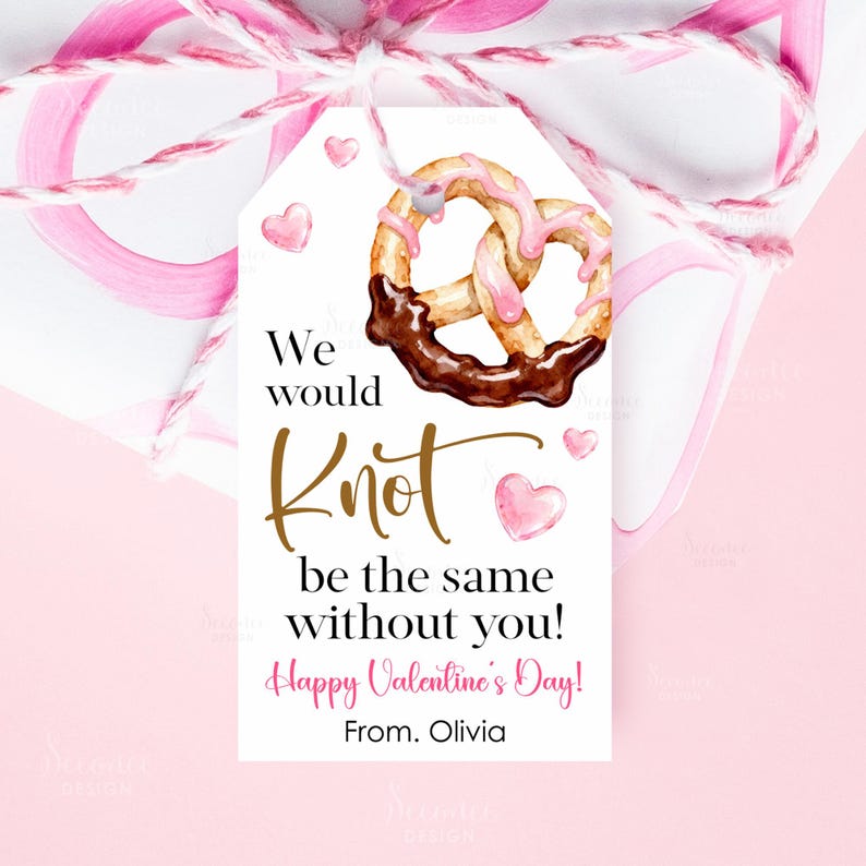 Valentine Knot Gift Tags Printable, Valentine's Day Pretzel Tag, School ...