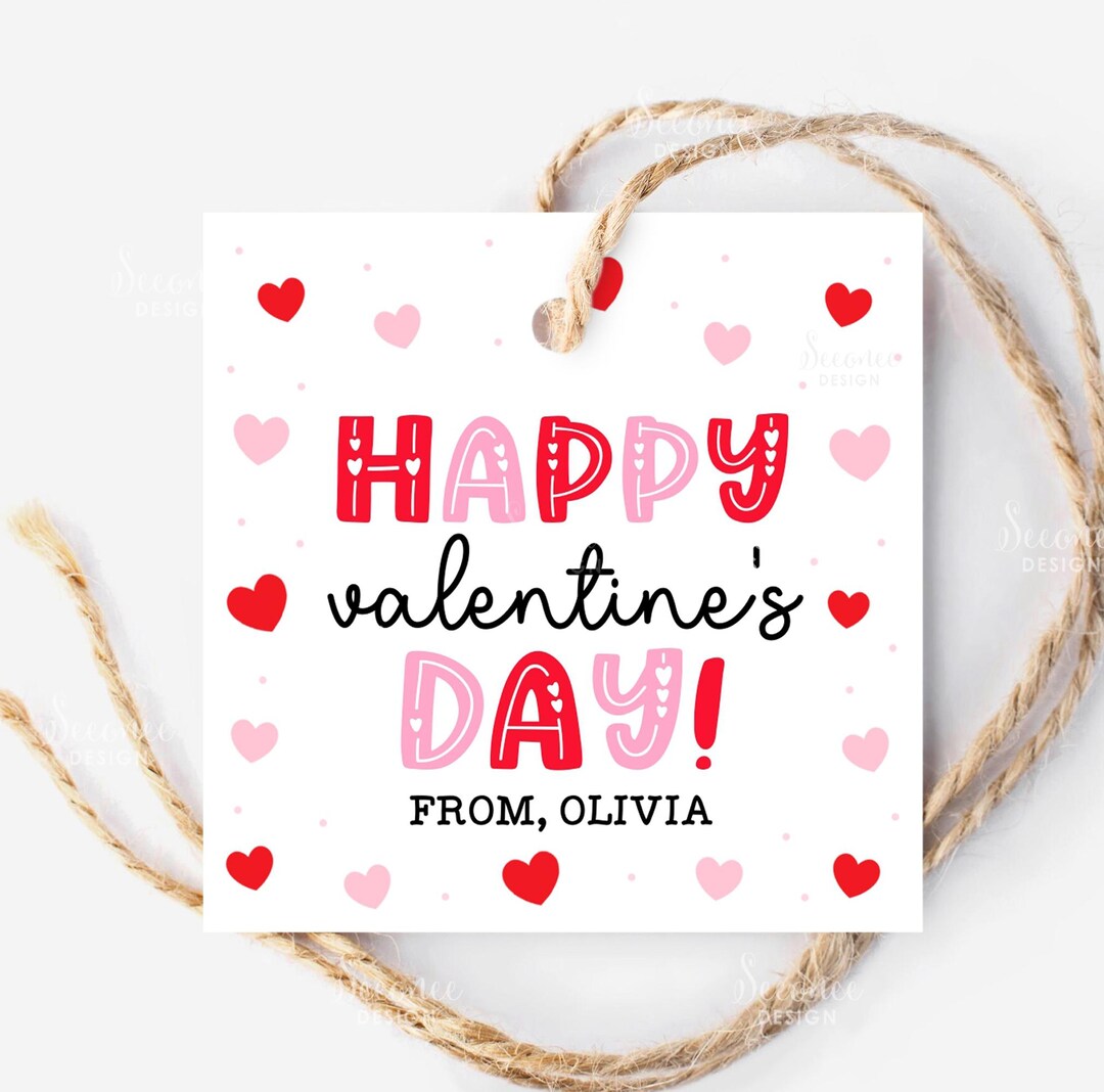 Valentines Gift Tags Printable Happy Valentine's Day Tag for School ...