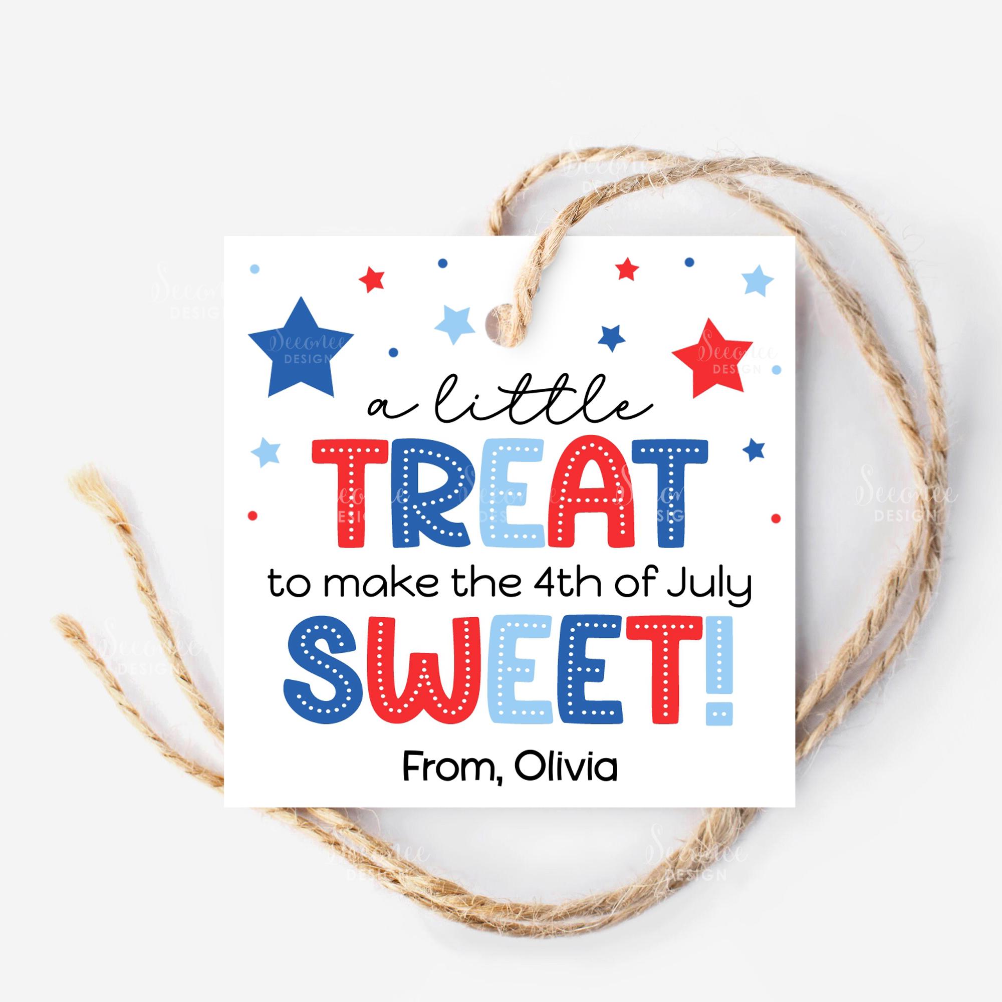 4th of July Gift Tag Printable, Fourth of July Tags Favor Label ...