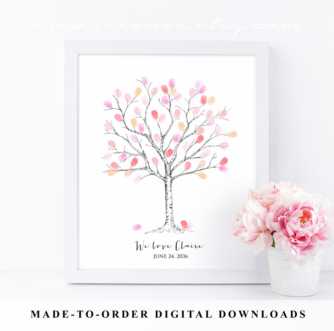 Fingerprint Tree Guestbook Alternative, Custom Thumbprint Tree Guest ...