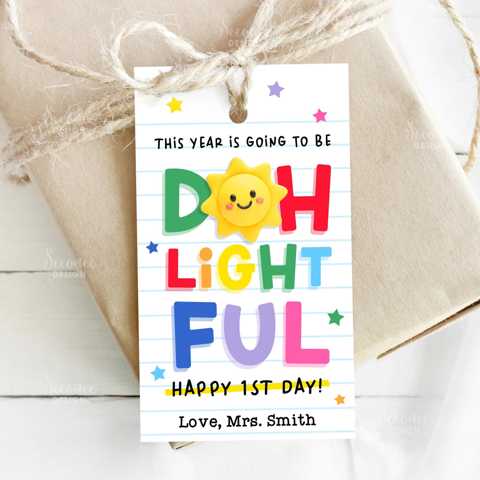 Back to School Doh-lightful Gift Tag, Play Dough Tags First Day of ...