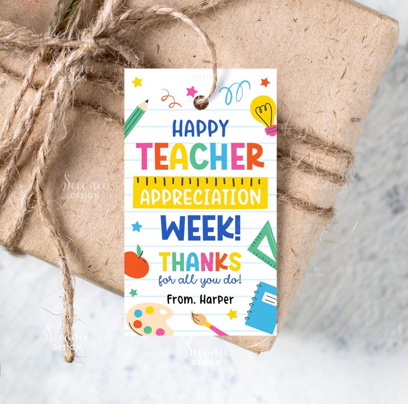 Teacher Appreciation Gift Tags Printable Thank You Teacher Gift Tag ...