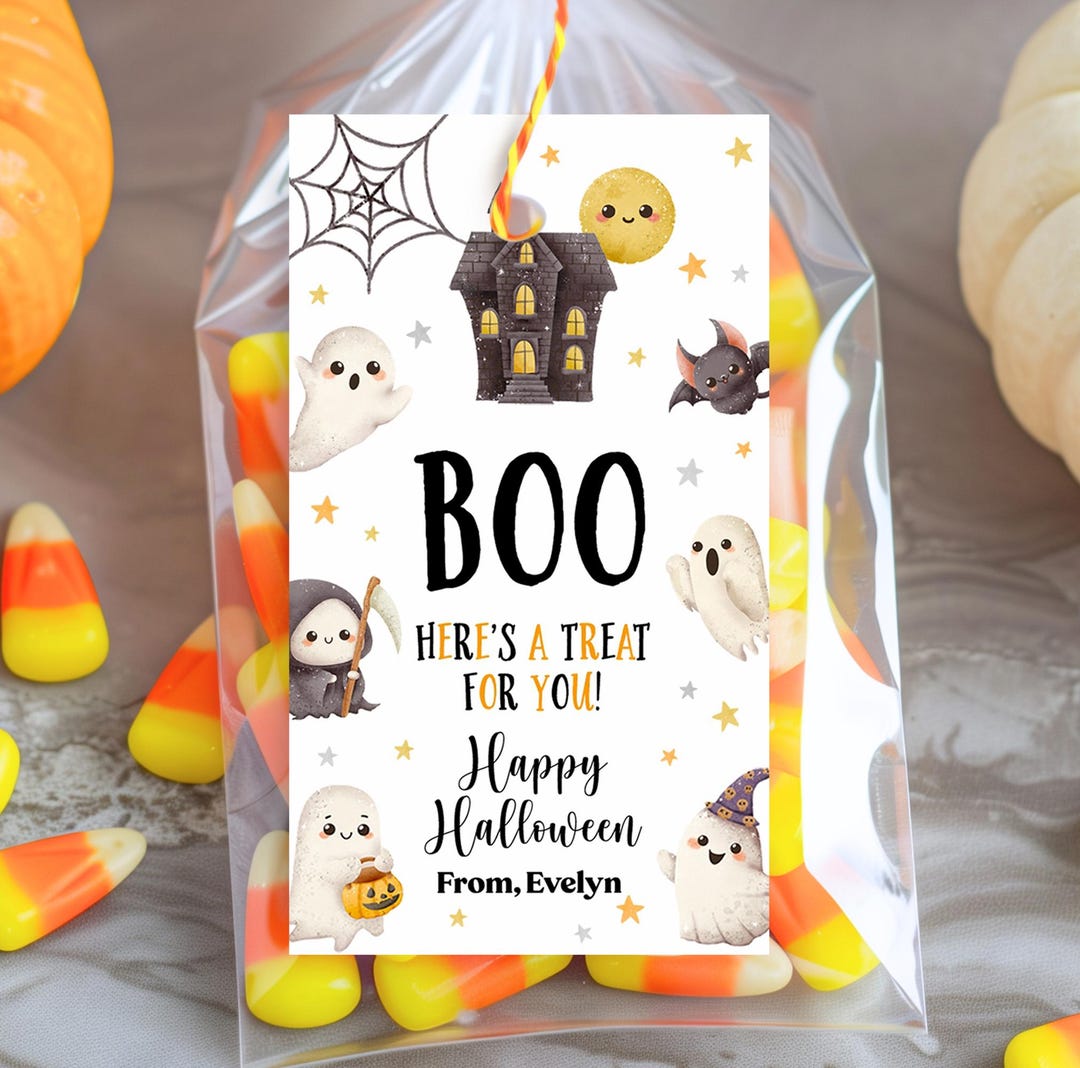 Editable Boo Here's A Treat for You Happy Halloween Gift Tag Instant ...