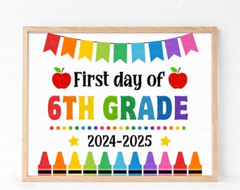 First Day of Sixth Grade Sign, First Day of 6th Grade, First Day of 6th ...