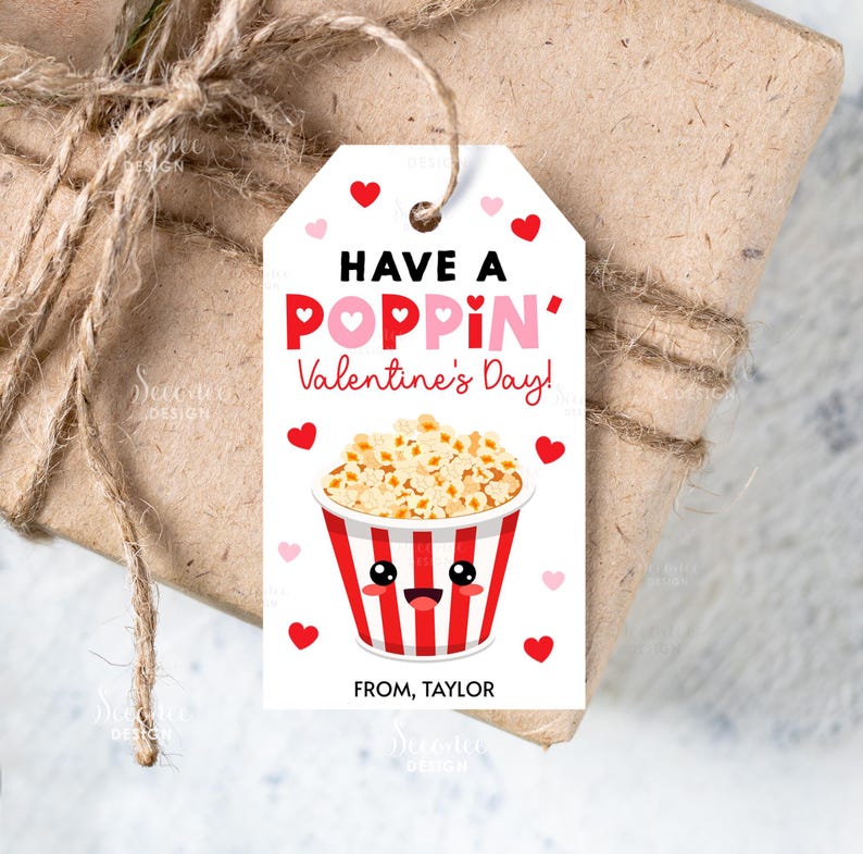 Printable Have A Poppin' Valentine's Day Card, Popcorn Valentine Gift ...