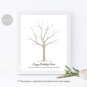 Fingerprint Tree Guestbook, Thumbprint Watercolor Tree Guest Book, Baby ...