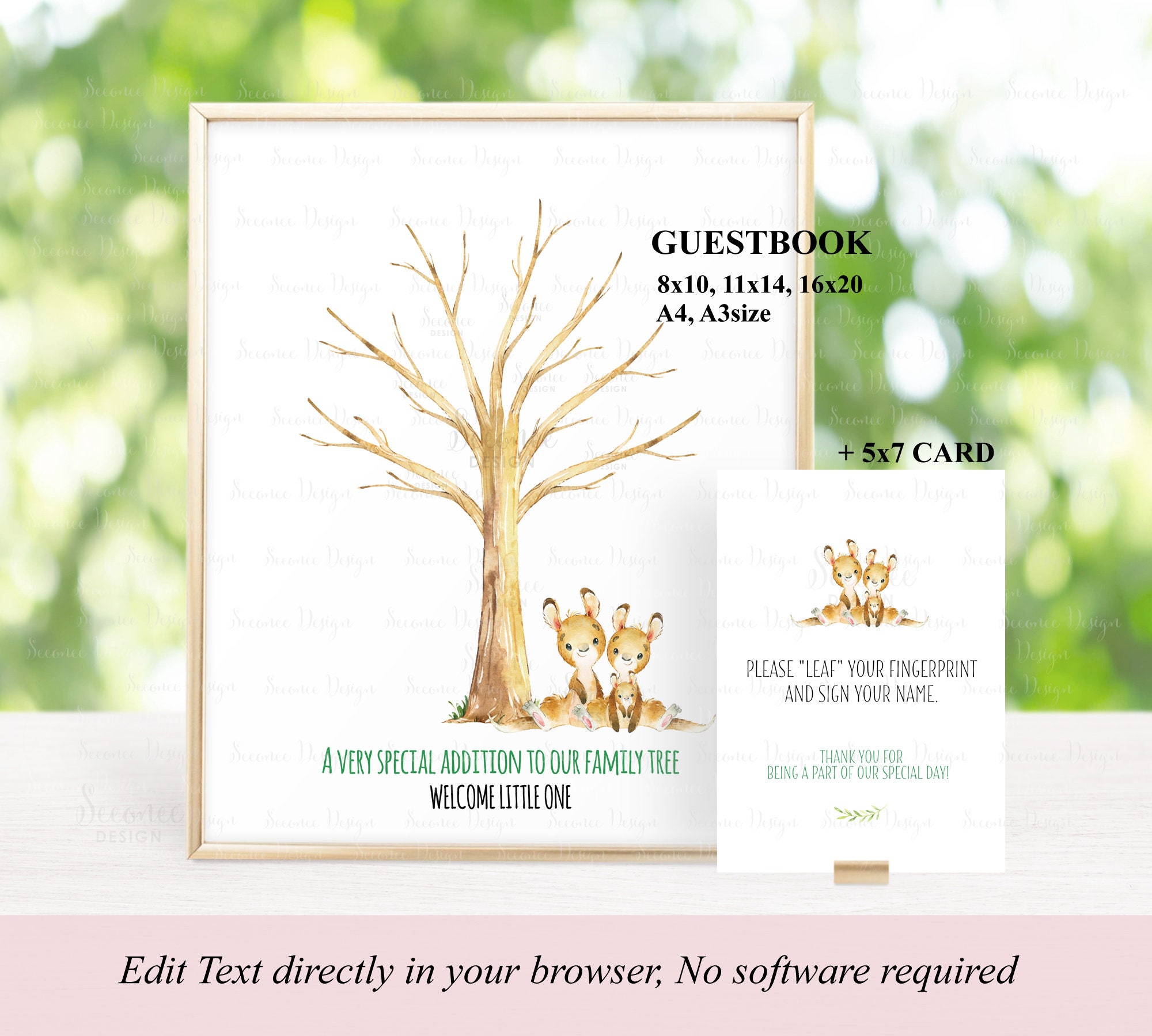 INSTANT DOWNLOAD Editable Kangaroo Family Fingerprint Tree | Etsy