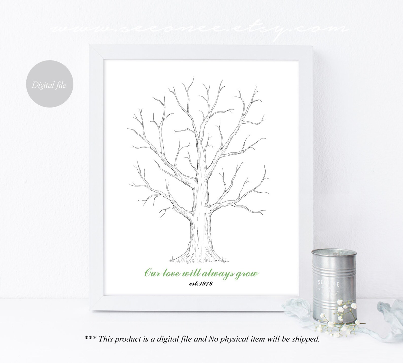 Fingerprint Tree Guestbook Birthday Thumbprint Tree Guest - Etsy