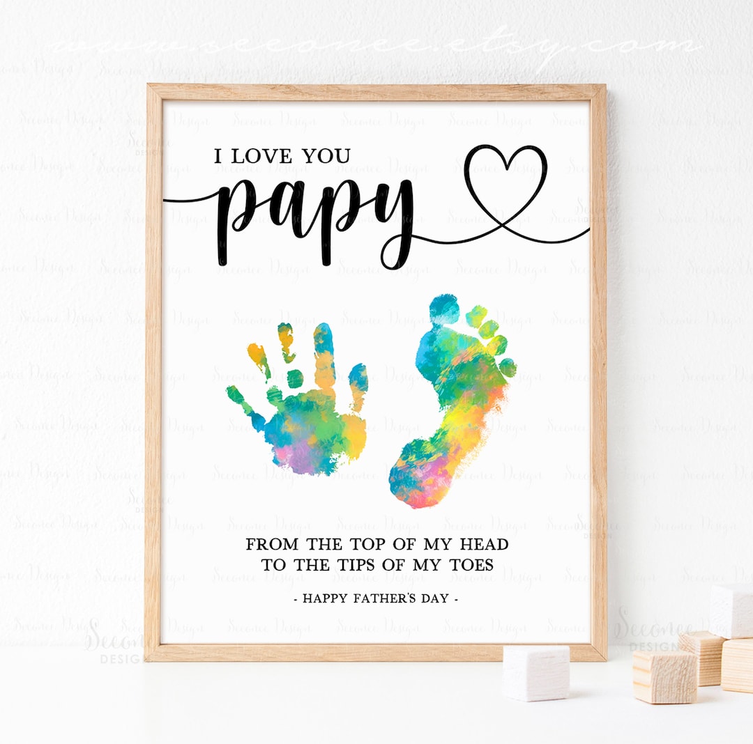 Papy Fathers Day Handprint Footprint Art Craft Gift, Fathers Day Gift ...