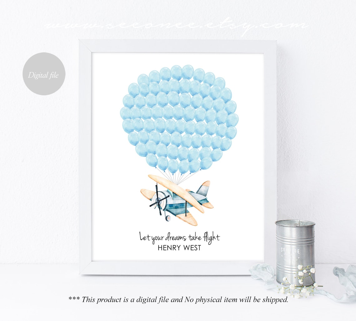 Airplane Signature Guestbook Sign in Poster Sign in Balloon - Etsy