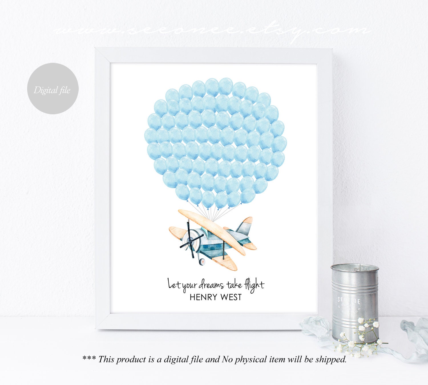 Airplane Signature Guestbook Sign in Poster Sign in Balloon - Etsy