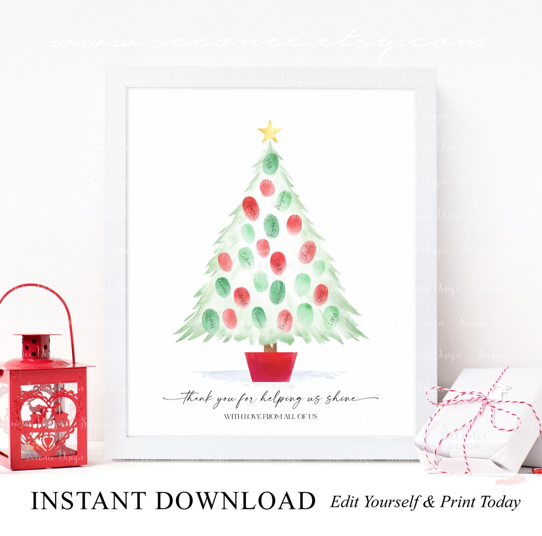 INSTANT DOWNLOAD Editable Christmas Tree Teacher Gift Ideas, Thank You ...
