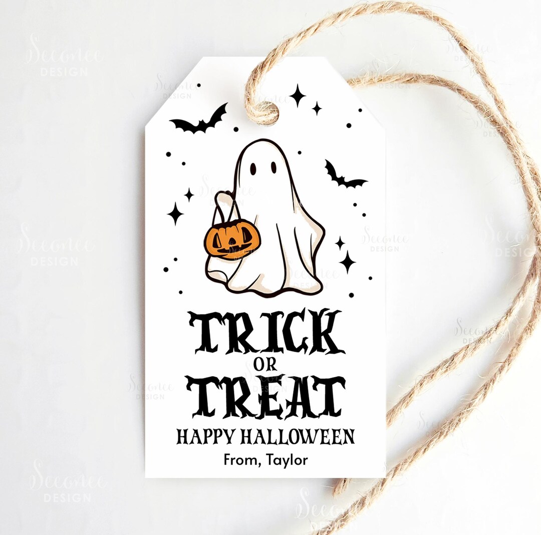 Printable Treat or Treat Halloween Tag, Spooky Trick or Treat Printable ...