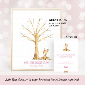 INSTANT DOWNLOAD Editable Kangaroo Birthday Fingerprint Tree Guest Book ...
