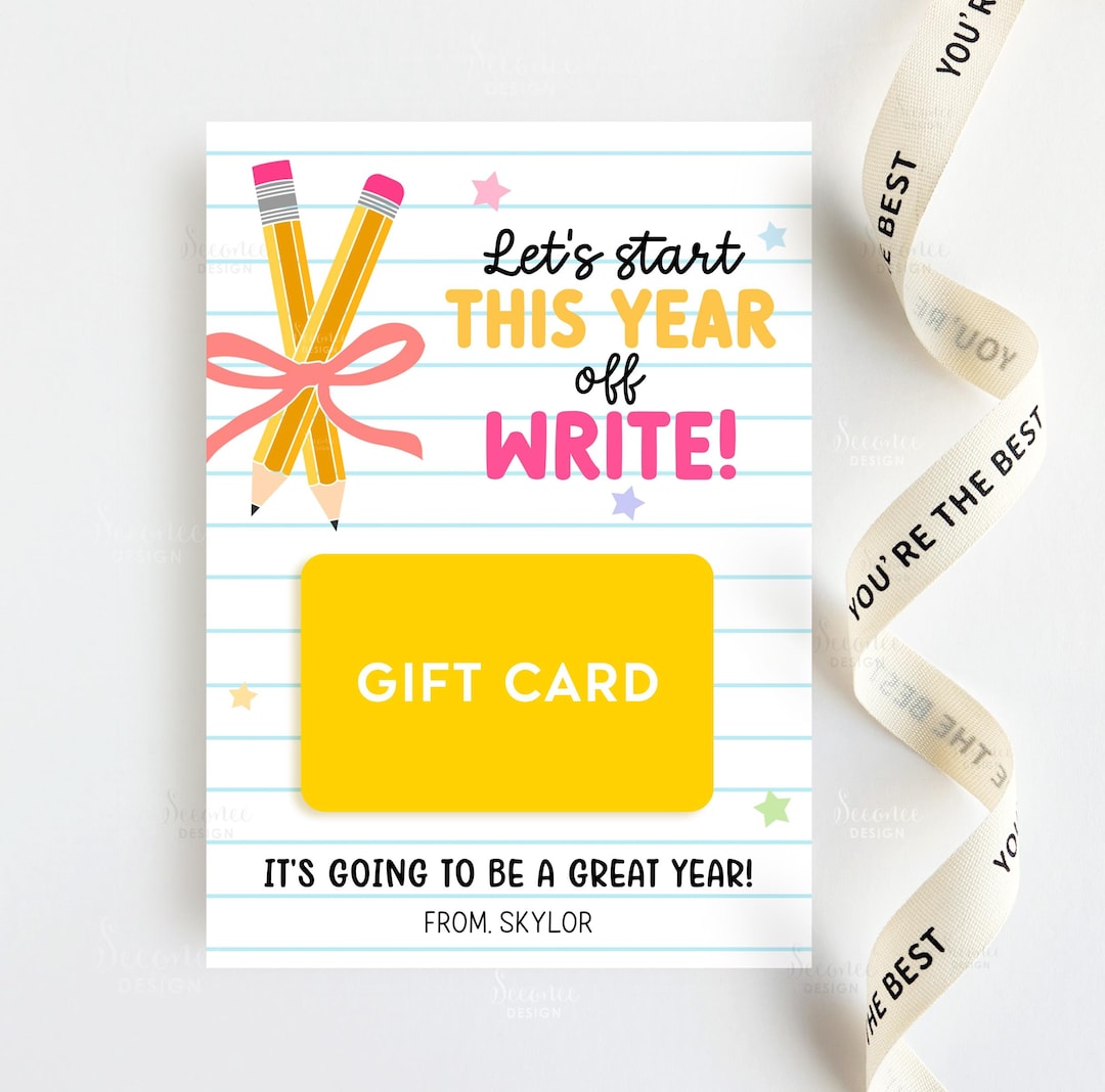 First Day of School Gift Card Holder, Let's Start This Year off Write ...