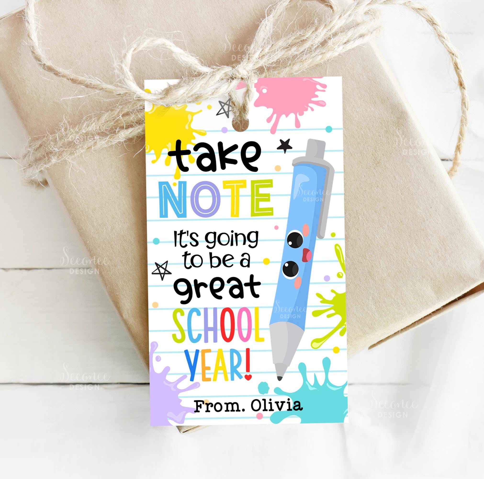 Back to School Gift Tag Take Note It's Going to Be A Great School Year ...
