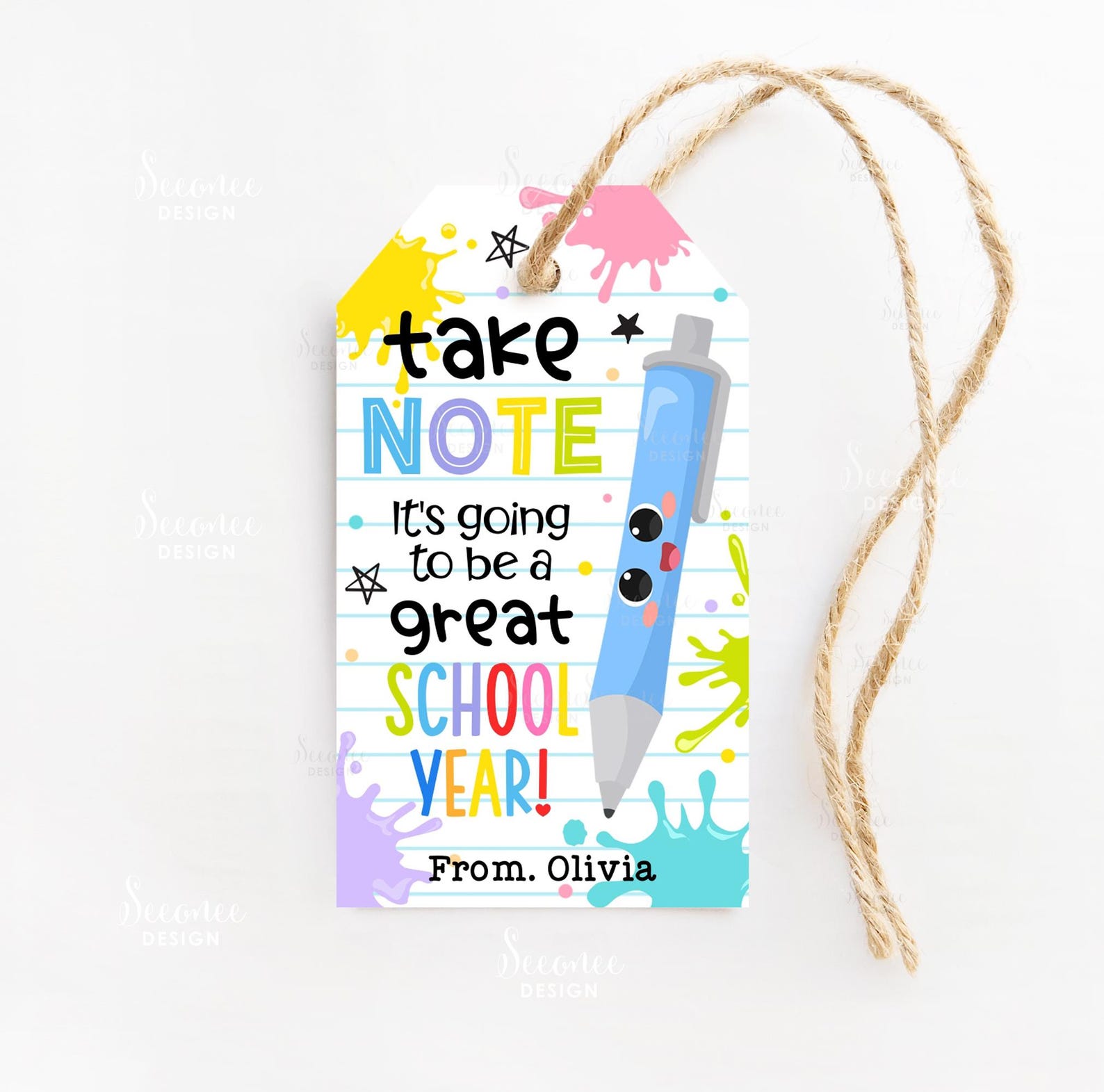 Back to School Gift Tag Take Note It's Going to Be A Great School Year ...