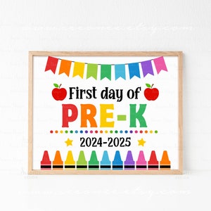 First Day of Pre-k Sign Printable, Back to School Pre-k Sign, First Day ...