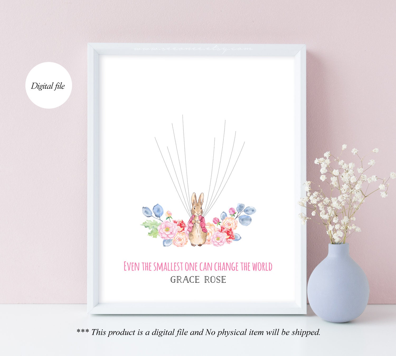 Rabbit Fingerprint Guestbook Alternative Bunny Thumbprint | Etsy