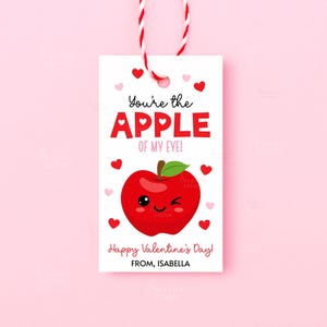 Applesauce Valentine Gift Tag You're the Apple of My Eye Favor Tag ...