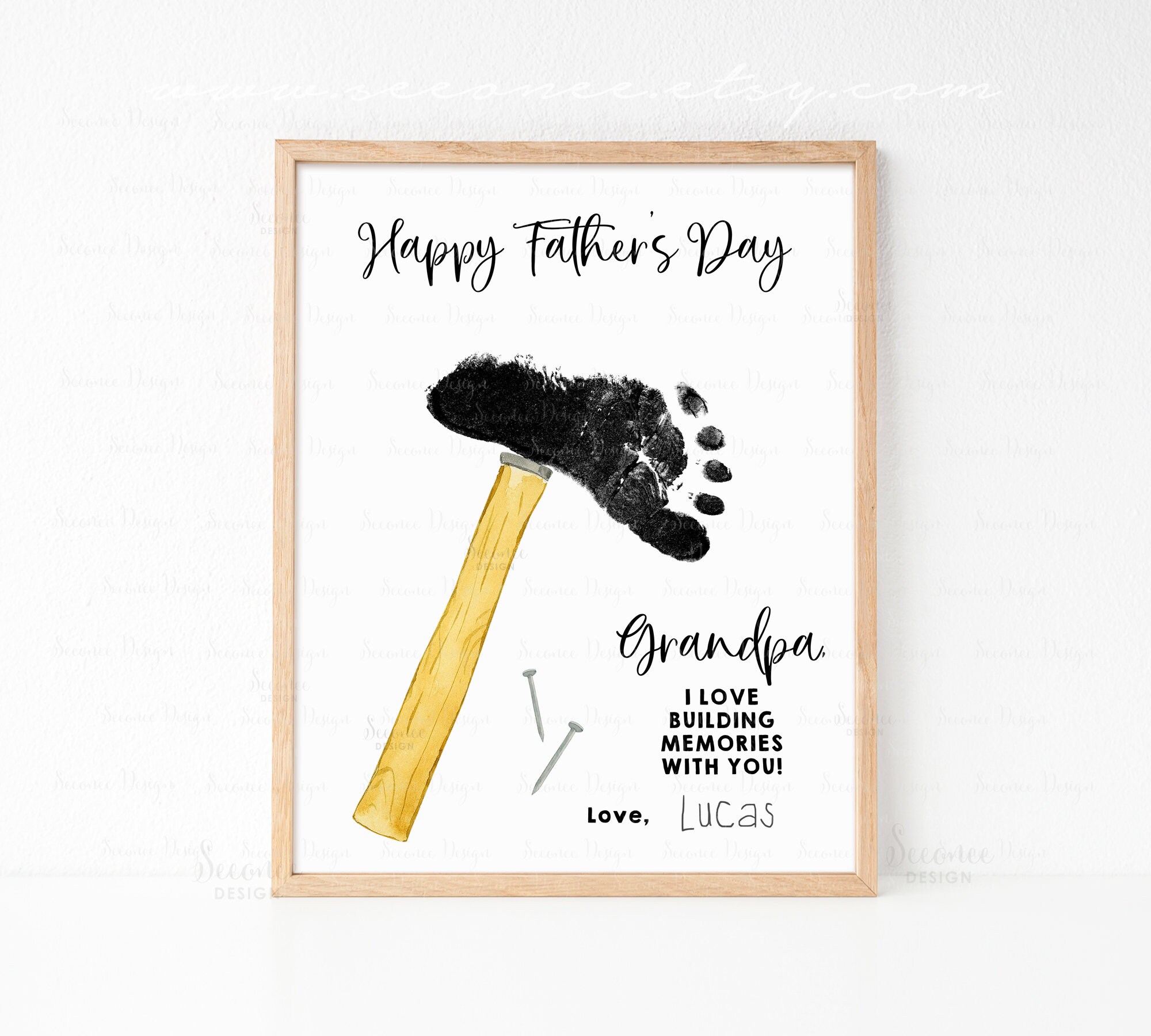 Hammer Footprint Art Father's Day Gift, Baby, Toddler, Kid Foot Print ...