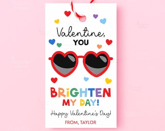 Editable Heart Sunglasses Valentines Day Gift Tag Valentine Tags Class ...