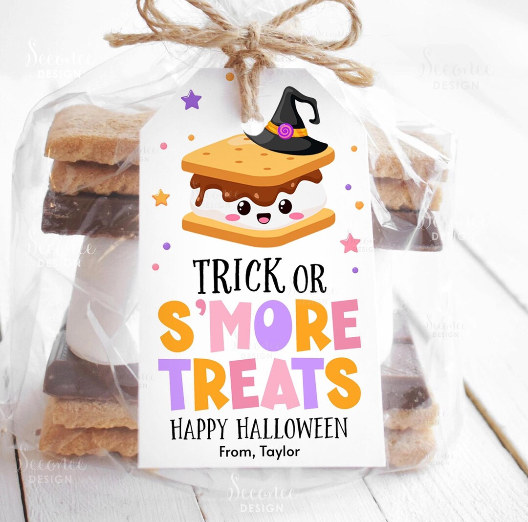 Halloween S'mores Treat Bag Tag, Smore Favor Tags, Happy Halloween Gift ...
