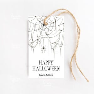 Halloween Gift Tag Printable, Trick or Treat Bag Tags, Spider Web Happy ...