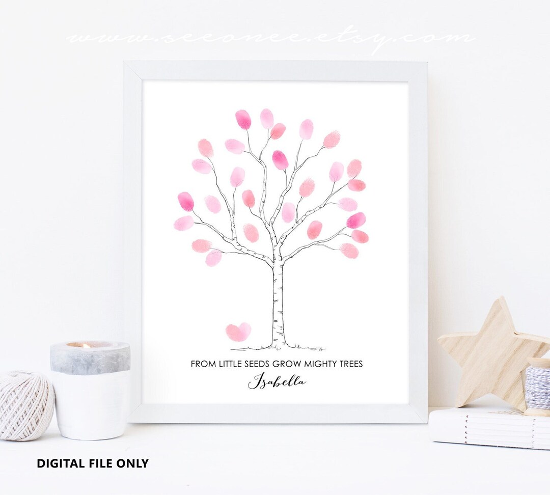 Fingerprint Tree Guest Book Alternative, Family Tree Poster, Birthday ...