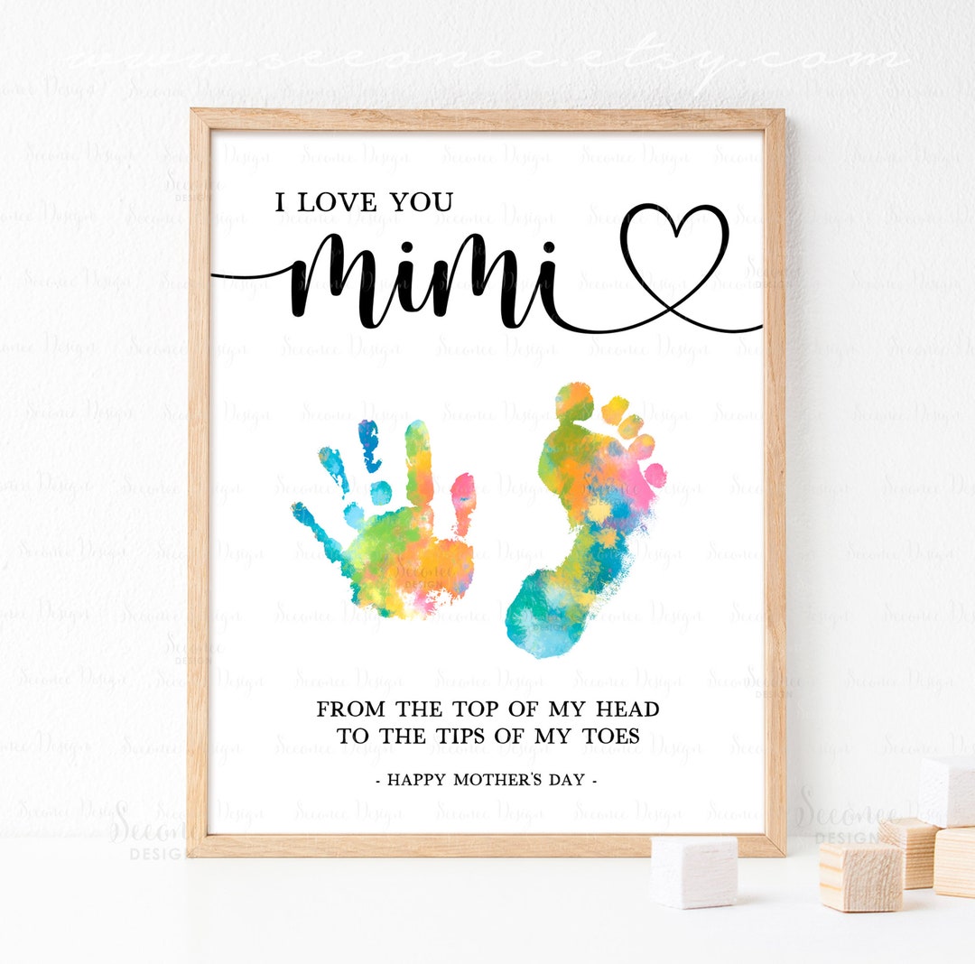 Mothers Day Mimi Handprint Footprint Craft Gift Printable, Mother's Day ...
