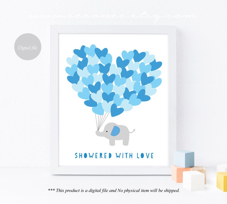Elephant Signature Guestbook Sign in Heart Baby Shower Gift | Etsy