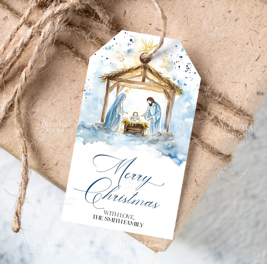 Christmas Gift Tag Nativity Scene Gift Tags Printable Christian ...