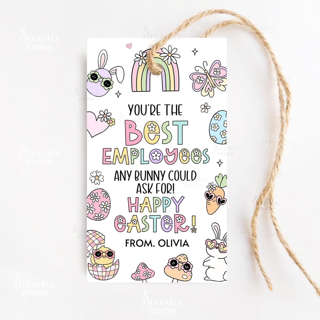 Printable Easter Gift Tags for Employees Happy Easter Treat Bag Tag for ...