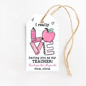 Teacher Appreciation Gift Tag Printable I Love Having You as My Teacher ...