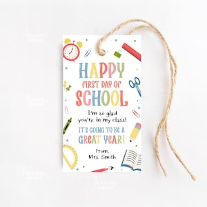I'm so Glad You're in My Class Tag, Back to School Gift Tag, Printable ...