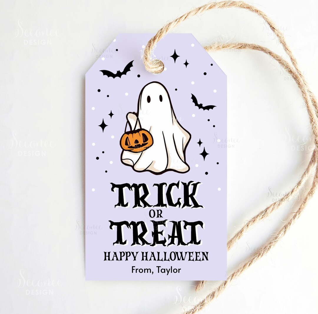 Trick or Treat Gift Tag Printable, Editable Halloween Gift Tag, Happy ...