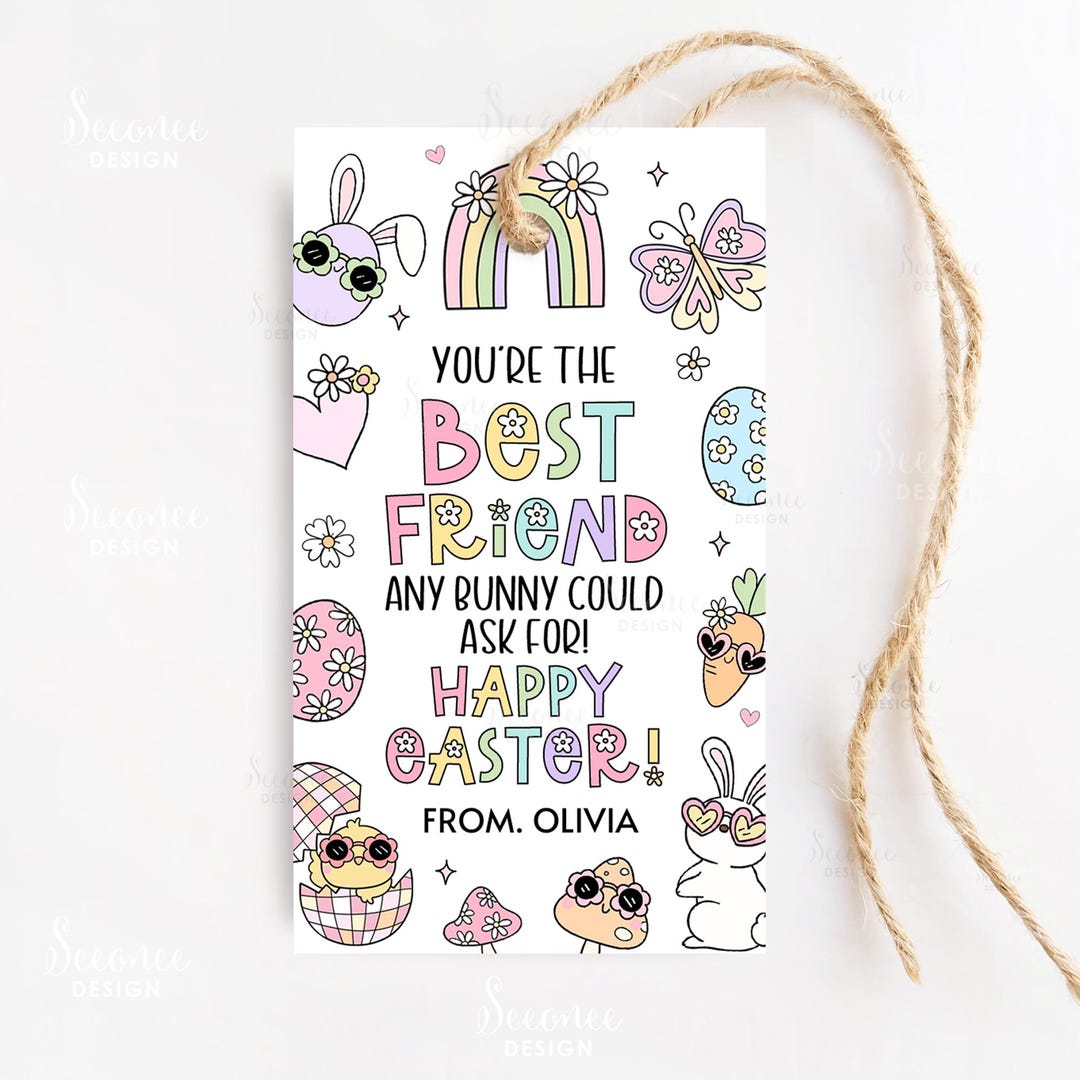 Printable Easter Gift Tags for Friend Happy Easter Treat Bag Tag for ...