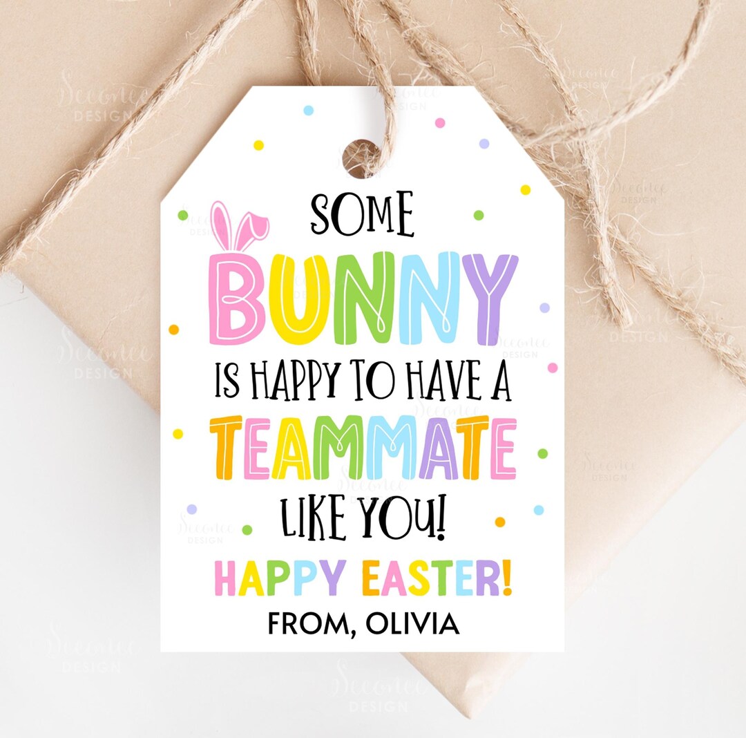 Easter Gift Tag for Teammate Printable Happy Easter Gift Tags, Easter ...
