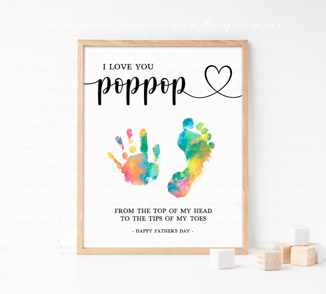 Fathers Day Pop Pop Handprint Footprint Art Craft Gift, Fathers Day ...
