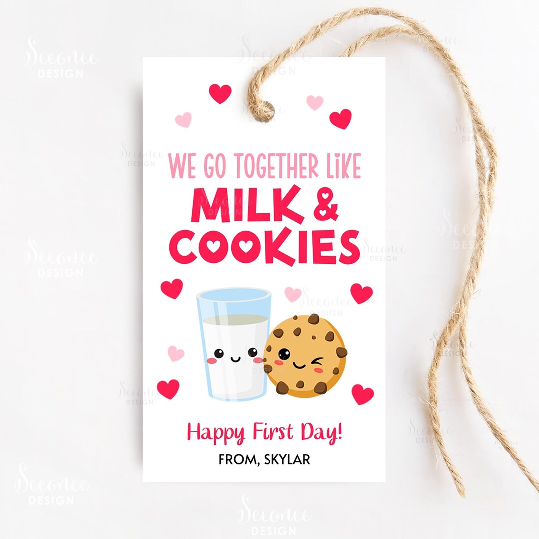 Back to School Classroom Gift Tags We Go Together Like Milk and Cookies ...