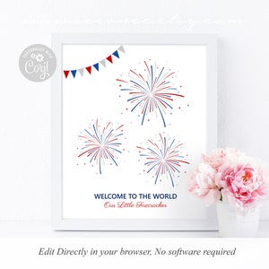 INSTANT DOWNLOAD Editable Red Blue Fireworks Guestbook, Firecracker ...