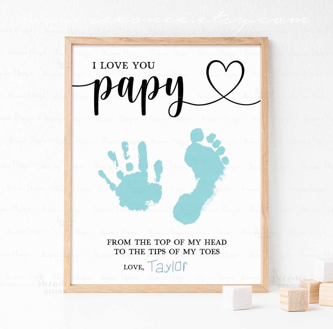 Grandfather Birthday Gift Ideas, Fathers Day Papy Handprint Footprint ...