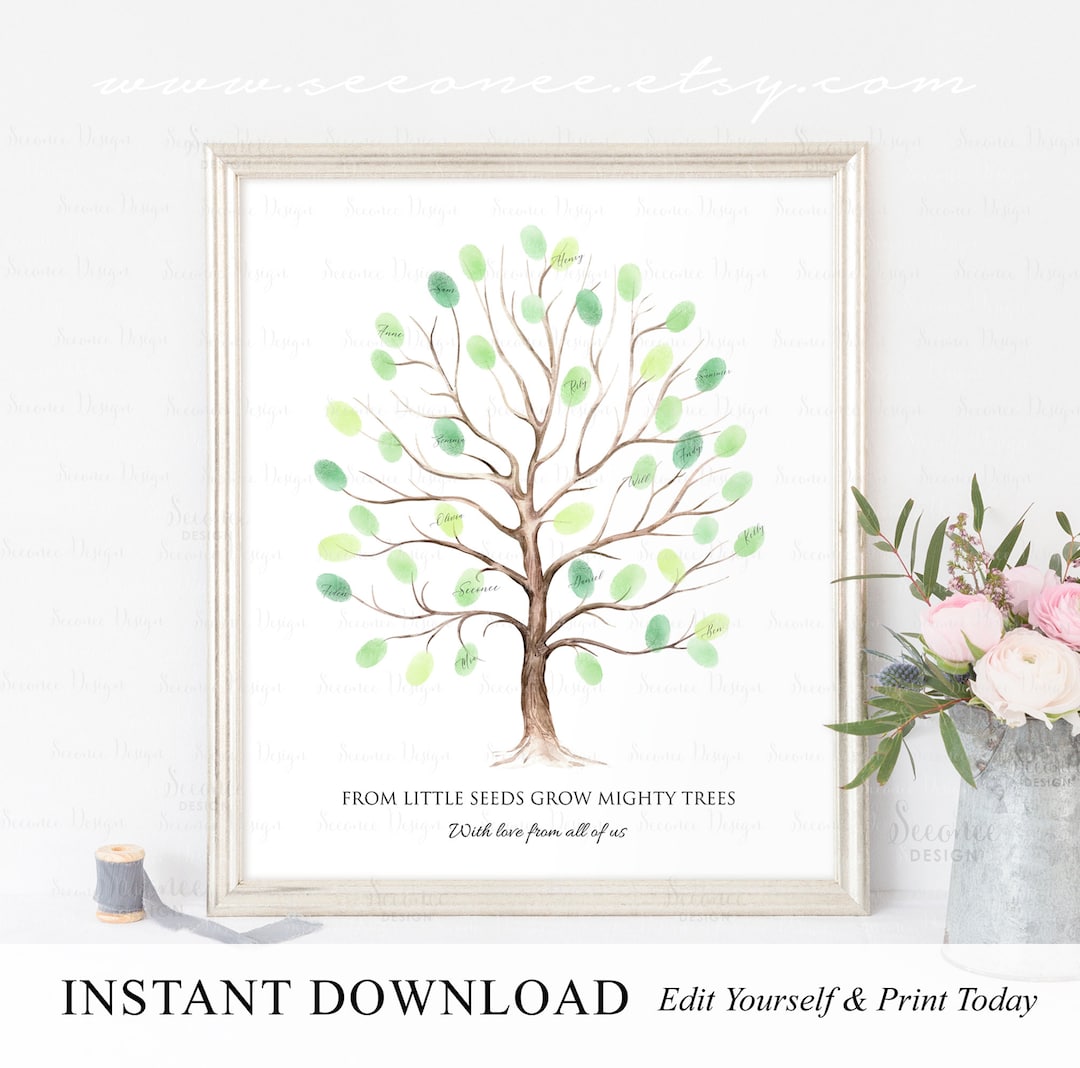 INSTANT DOWNLOAD Editable Anniversary Fingerprint Tree Art Gift ...