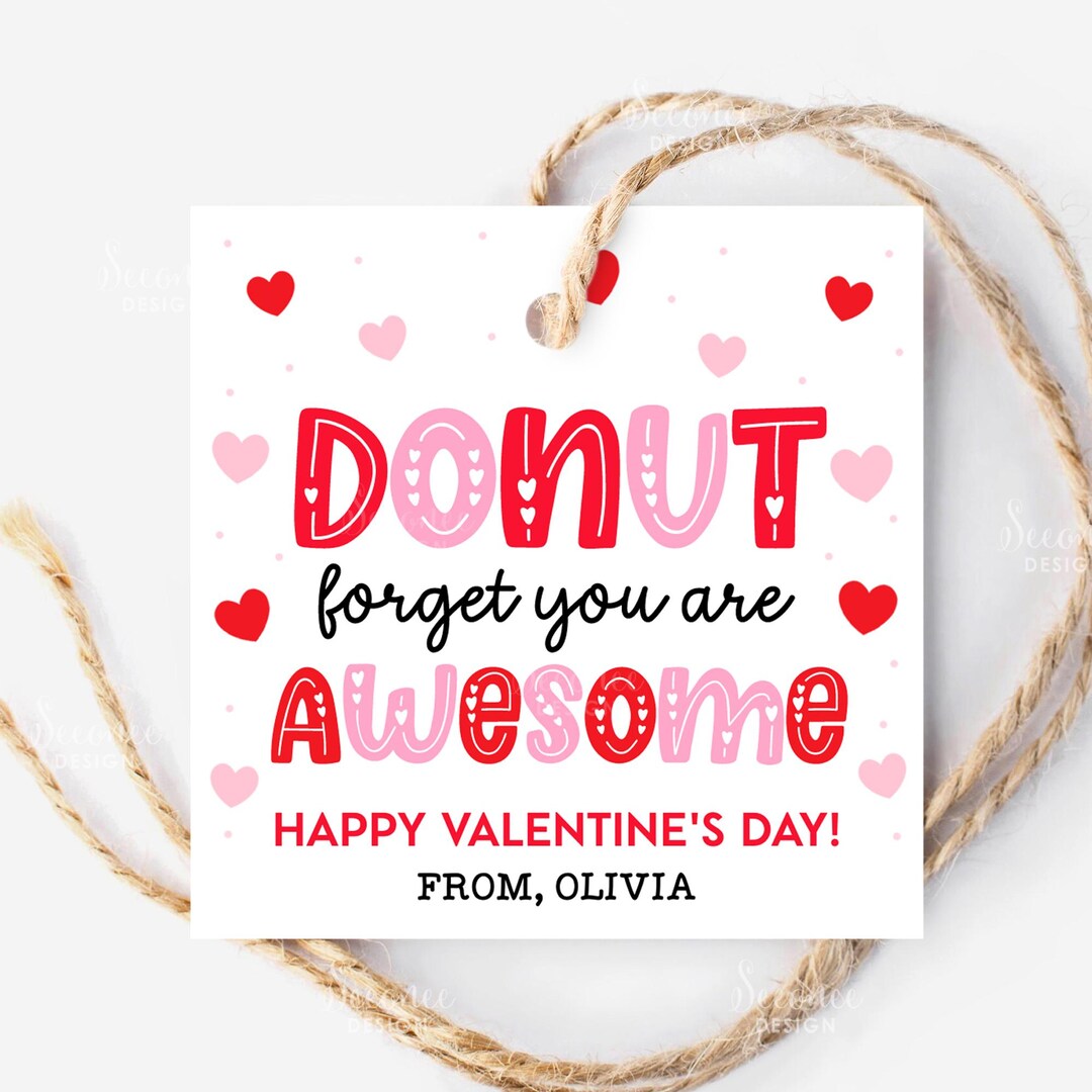 Donut Valentine's Day Gift Tag Template, Printable Donut Forget You Are ...