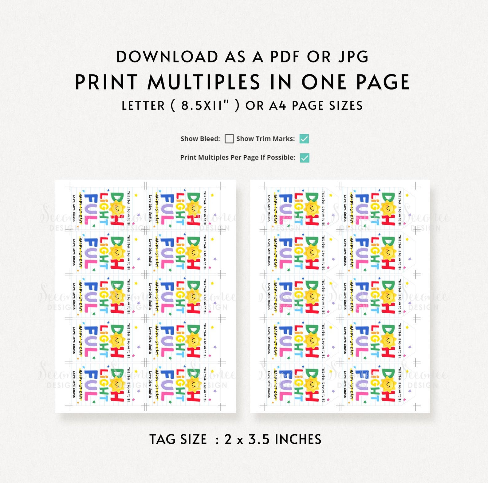 Back to School Doh-lightful Gift Tag, Play Dough Tags First Day of ...