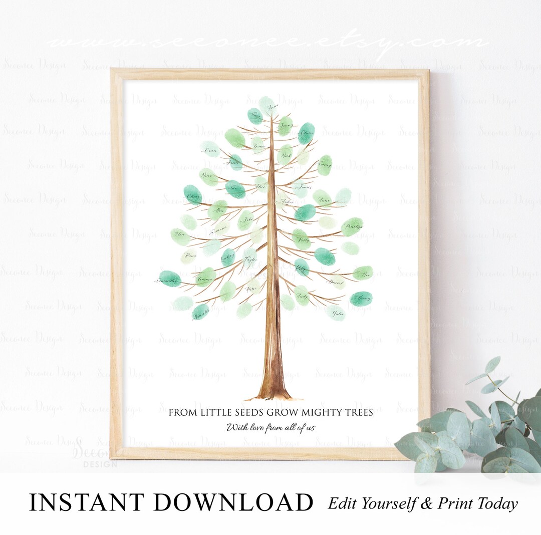 INSTANT DOWNLOAD Editable Redwood Tree Fingerprint Guestbook ...