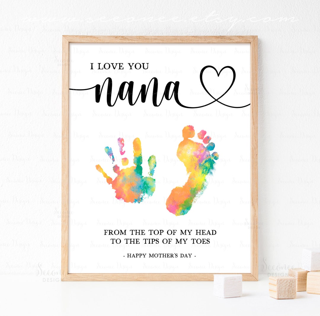 Mothers Day Nana Handprint Footprint Craft Gift Printable, Mother's Day ...