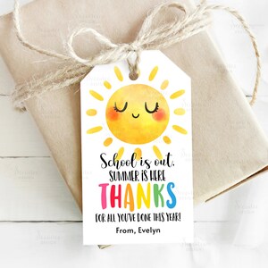 School is Out Summer is Here Thank You Gift Tag End of School Year ...