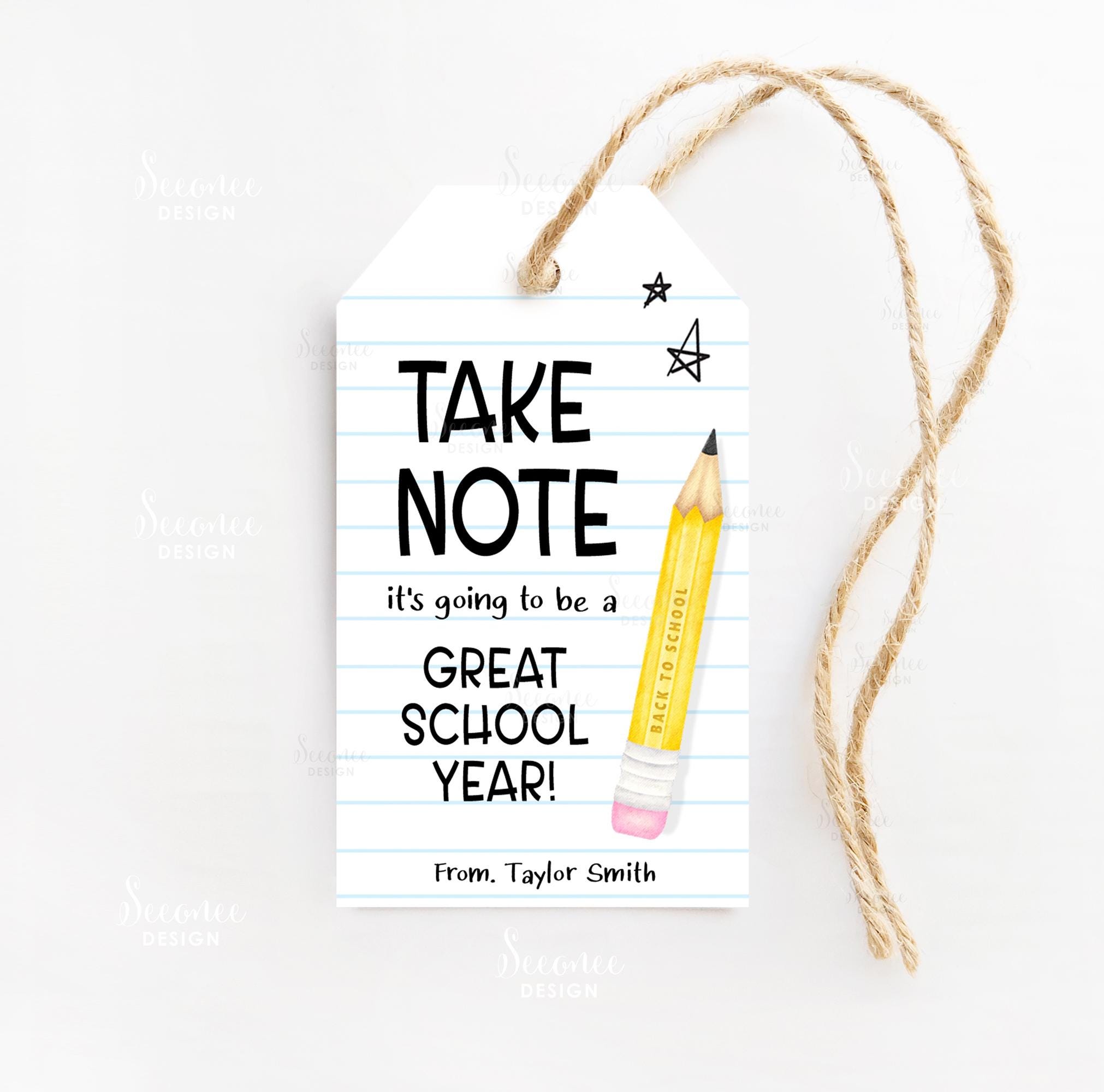 Take Note It's Going to Be A Great School Year Tag Back to School Gift ...