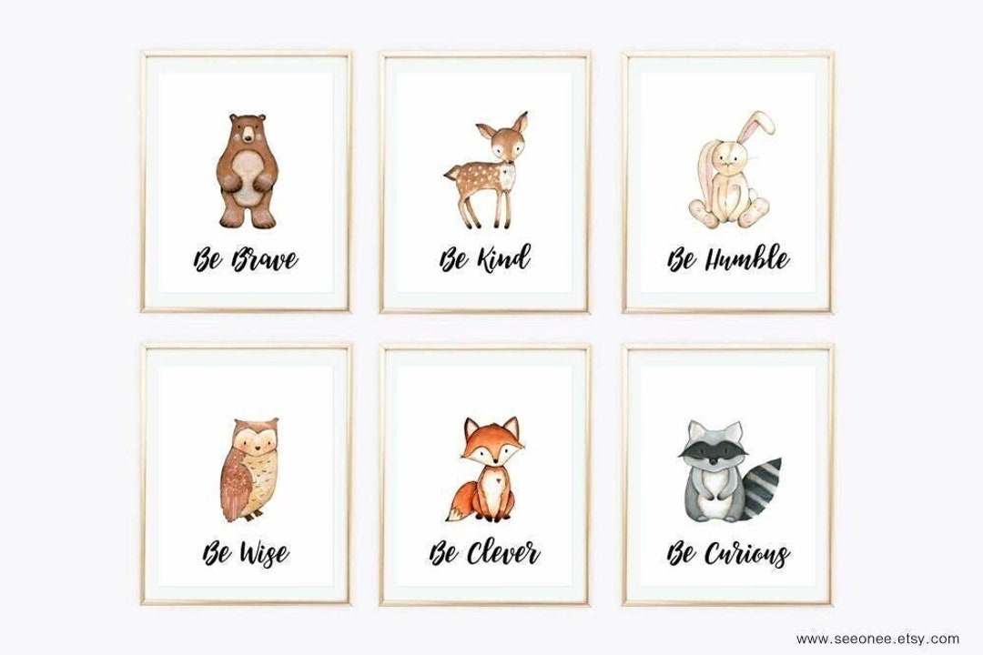 INSTANT DOWNLOAD Woodland Animals Nursery Art Printable, Set of 6 ...